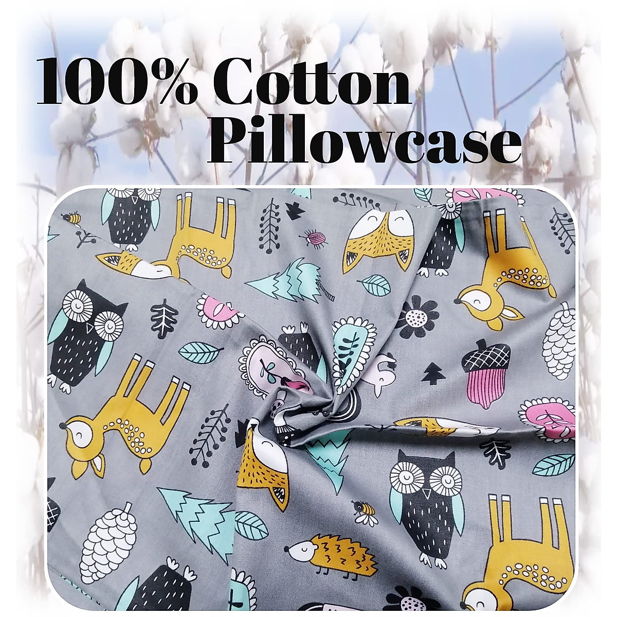 Toddler Baby Pillow Case - Cotton Pillowcase Bedding 2 Pack, Super Soft Envelope Closure Travel Pillow Cases for Nursery, Kids, Boys and Girls, 14 x 20 Inches