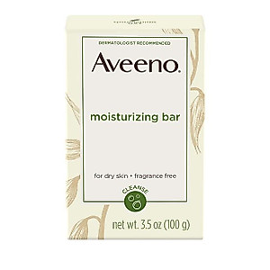 Aveeno Gentle Moisturizing Bar Facial Cleanser with Nourishing Oat for Dry Skin, Fragrance-free, Dye-Free, & Soap-Free, 3.5 oz (Pack of 2)
