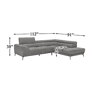 Lexicon Courtney 112" x 91" Fabric Sectional Sofa, Gray