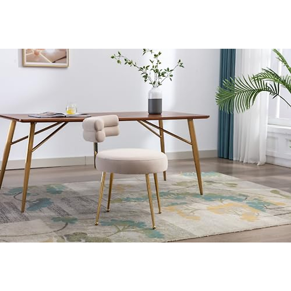 Dsnyu Beige Chair Accent, Modern Chair Velvet Armless Comfy Home Furniture for Living Room 19.29" Lx21.65 Wx28.35 H