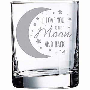 Alankathy Mugs I love you to the moon and back message quote wine glass (10 OZ WHISKEY ROCK GLASS)