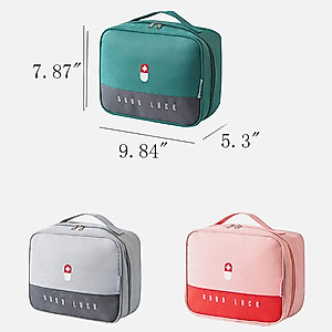 Pill Manager Travel Bag Case Empty for Medicine Meditation Tablet Prescription Vitamins Weekly Bottle Storage Organizer Portable Large Med Pouch Kids Women Men Boys Medical Supplies (Green)