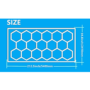 with Bezel 17 Honeycomb LED Garage Light, DIY LED Auto Repair Detail Light, 6500K Daylight White for car detailing, salon, gym, store, basement 212.5in x 94.8in