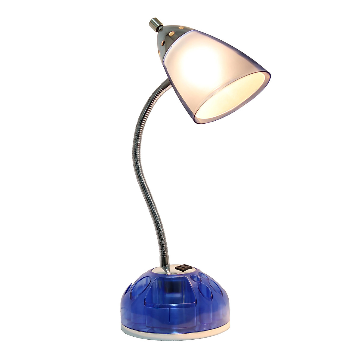 Limelights LD1015-CBL Flossy Organizer Desk Lamp with Charging Outlet Lazy Susan Base, Clear Blue 18.50 x 6.40 x 6.40 inches