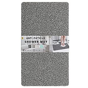 Rzoysia 0.6" Thick No Suction Cups Non Slip Shower Mat, 16"x27.5", Two Colors Design Anti-Dirty Bathtub PVC Loofah Massage Foot Mat for Bathroom, Quick Drying, Anti-Fatigue