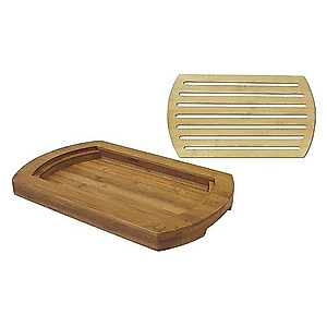 Simply Bamboo BICT Multi-Purpose Two-Tone Bamboo Bread Crumb Cutting Board/Serving Tray for Kitchen - 16" x 10" x 1.25"