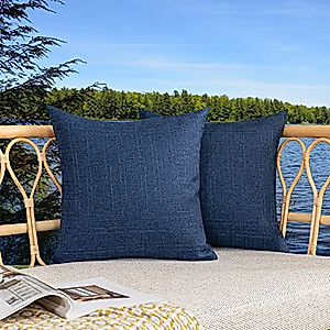 Kevin Textile Pack of 2 Outdoor Waterproof Pillow Covers Throw Pillow Covers Decorative Pillowcases Classic Checkered Pillow Cases for Sofa Couch Patio Garden 24x24 Inch, Blue