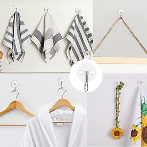 24 Pieces White Adhesive Hooks Hanging Wall Hooks Round Plastic Hooks Ceiling Utility Hooks Seamless Self Sticky Hook Stainless Hooks Hangers Waterproof Oil Proof for Kitchen Office (Ideal Style)