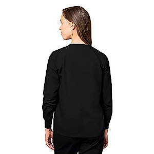 Adar Universal Scrubs for Women - Round Neck Warm-Up Scrub Jacket - 602 - Black - L