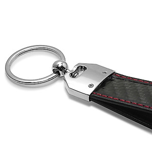 iPick Image Made for Honda CR-Z Real Black Carbon Fiber Loop Strap Key Chain with Red Stitching