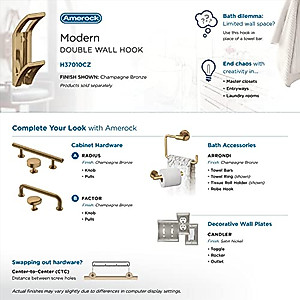 Amerock H37010CZ | Avid Double Prong Decorative Wall Hook | Champagne Bronze Hook for Coats, Hats, Backpacks, Bags | Hooks for Bathroom, Bedroom, Closet, Entryway, Laundry Room, Office