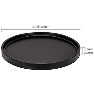 Emibele Vanity Tray, Resin Round Tray Decorative Storage Organizer for Bathroom Toilet Tank Bedroom Kitchen Countertop, Jewelry Storage Dresser Tray for Candle,Lotion Bottle,Cosmetics, Matte Black