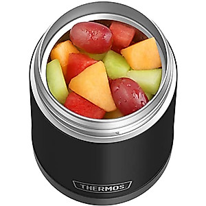 THERMOS FUNTAINER 16 Ounce Stainless Steel Vacuum Insulated Food Jar with Folding Spoon, Black Matte