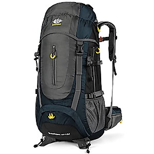 Esup 70L Hiking Backpack Camping Backpack Backpacking Backpack, Mountaineering Backpack with 65L+5L Rain Cover (Dark Blue)