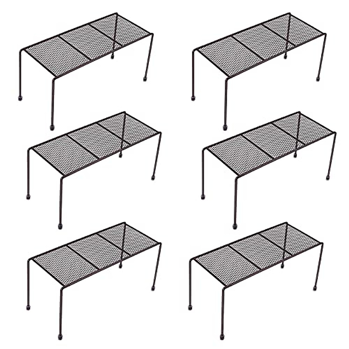 Mini Mesh Kitchen Shelves,Cabinet Storage Shelf Rack, Cabinet Organization ,Kitchen Bathroom Pantry Cupboard Desk Home Office, Fridge, Cabinet, Bathroom Cupboard, Non-slip Plastic Feet (6, Black)