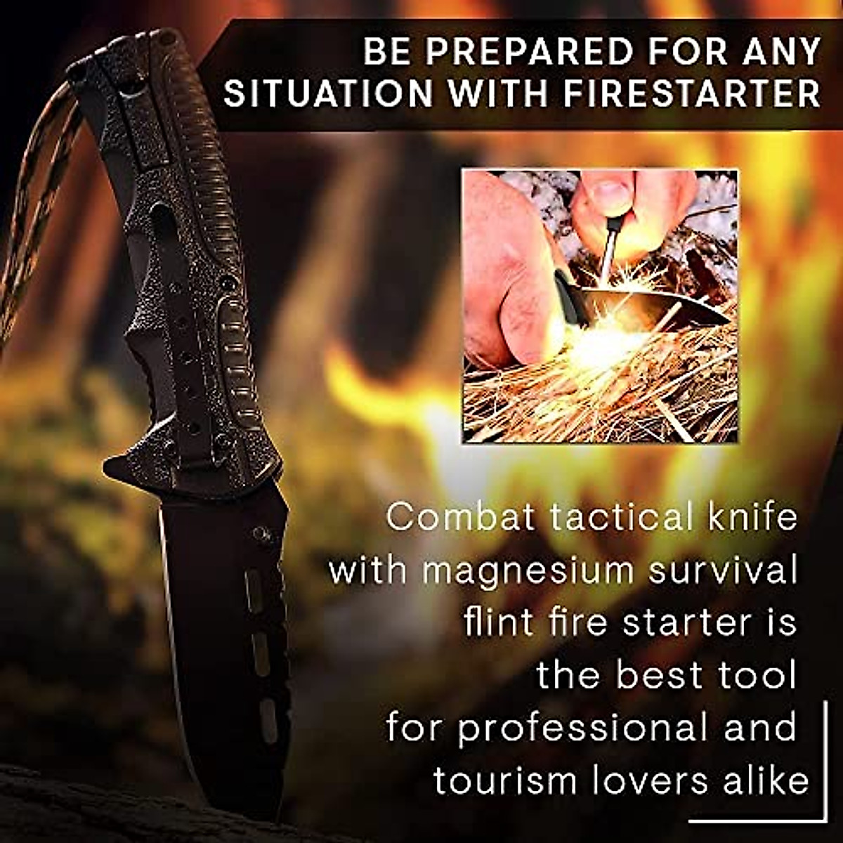 Bundle of 2 Items - Pocket Knife - Tactical Folding Knife - Knife with Fire Starter Paracord Handle - Claw Knife Micarta Handle Sharp Blade - Camping Knives - CSGO Karambits for Men and Women - Gifts