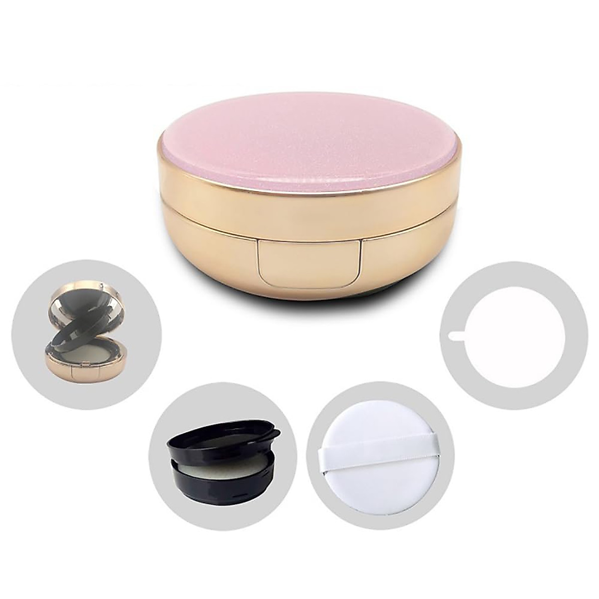 UUYYEO Empty Air Cushion Puff Box Liquid Foundation Compact Container BB Cream Container Dressing Case Cosmetic Makeup Case Container with Powder Sponge