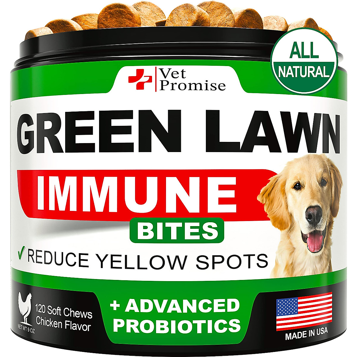 Grass Burn Spot Chews for Dogs - Dog Urine Neutralizer for Lawn - 120 Grass Green Dog Chews - Grass Savers for Dog Urine - Dog Pee Grass Neutralizer with Probiotics - Digestive Enzymes - Made in USA