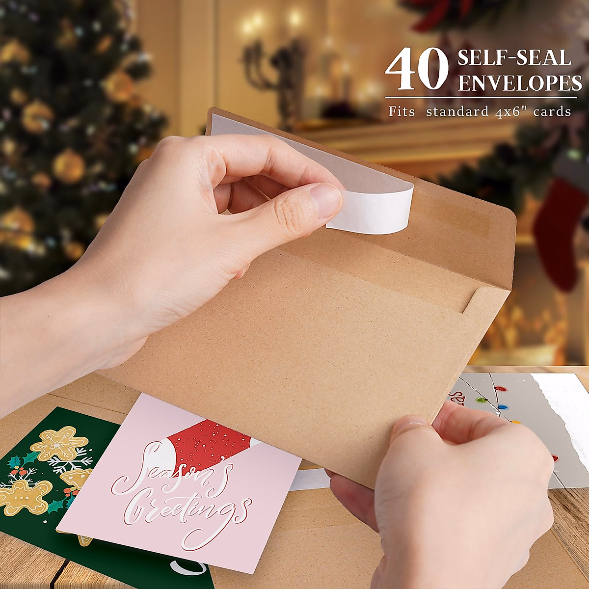 Nihuecne 40 Christmas Cards with Self Adhesive Envelopes, 4" x 6" Christmas and Holiday Xmas Greeting Note Cards Bulk for Friends, Family, Coworkers, Colleagues in 8 Assorted Design