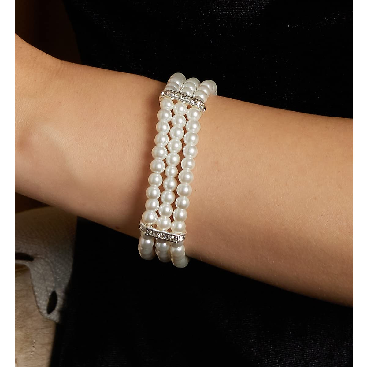 Gionforsy White Pearl Choker Necklace Multi Strand Pearl choker Necklace Short Pearl Necklace for wedding Tea Party (2 layers) (3 Layer)