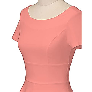 GownTown Women's 1950s Vintage Dresses Cap Sleeves Cocktail Stretchy Dresses with Pocket Red