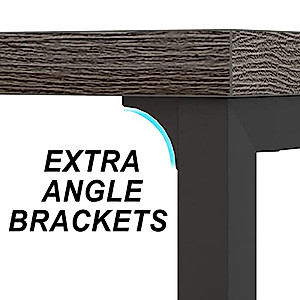 IBF Industrial 5 Cube Storage Organizer Bookshelf, Rustic Low Horizontal Book Shelf, Metal and Wood Cube Bookcase for Bedroom, Modern Wide Cubby Shelf for Living Room Home Office, Dark Grey Oak, 47 In