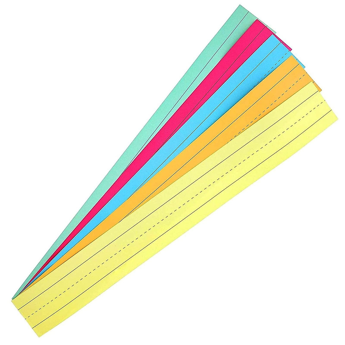 100 Pack Sentence Strips for Teachers, 3 x 24 Lined Paper Borders for Classroom, Bulletin Board, 5 Colors