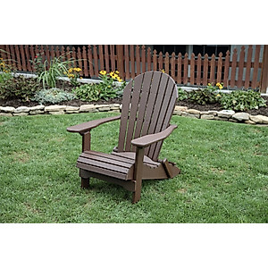 Weathered Wood-Poly Lumber Folding Adirondack Chair with Rolled Seating Heavy Duty Everlasting Lifetime PolyTuf HDPE - Made in USA - Amish Crafted