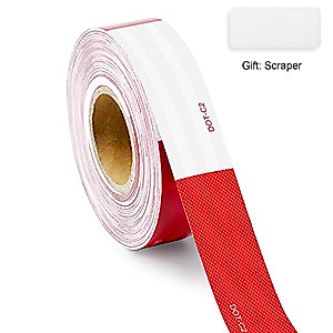 DIRZA Reflective Safety Tape 2 Inch x 151 Feet DOT-C2 Waterproof Red/White Adhesive Conspicuity Reflective Tape for Trailers,Cars,Vehicles,Boats,Signs,Warning
