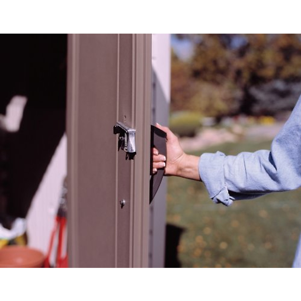 Lifetime 6406 8 X 5 Ft Outdoor Storage Shed with Window-Desert, Mixed Colors