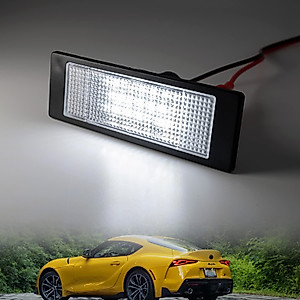 LED License Plate Lights Compatible w/ 2020 2021 2022 To'yota GR Supra, OEM Led Number Lamps Replacement 6000K 18-SMD Led Xenon White Rear Tag Light Kit Assembly Canbus Error Free