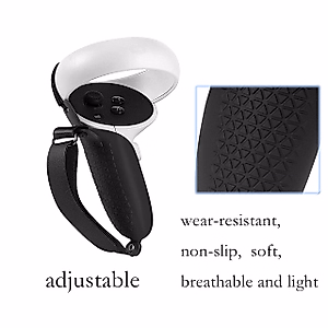 VR Front Face Silicone Protective Shell, Silicone Interfacial Cover, Touch Controller Grips Strap Cover Combination kit 3-in-1 for Meta/Oculus Quest 2 Accessories (Black)