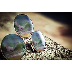 Trippy Lights Third Eye Sunglasses, Emerald Green with Pink Reflective Lens
