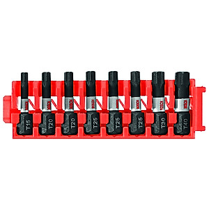 BOSCH CCSTV108 8-Piece Assorted Set 1 In. Impact Tough Torx Insert Bits with Clip for Custom Case System