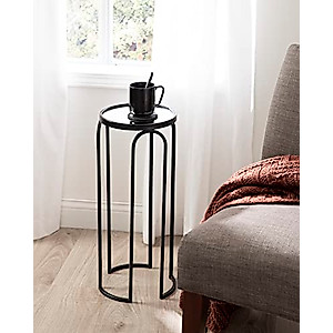 Kate and Laurel Pomeroy Modern Contemporary Glam Metal Drink Table for Display and Home Décor, 11x11x24, Black