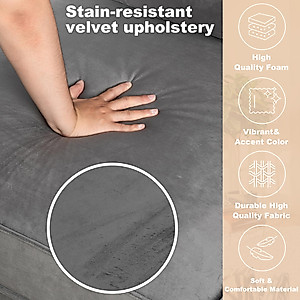 Vongrasig 6 Pieces Sectional Couch Modular Sofa with Reversible Chaise 116" Velvet U-Shaped Couch Sofa 6-seat Modular Large Sectional Couch with Ottoman for Living Room, Upholstered Cushion (Grey)