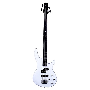 Trlec 4 String GJazz Electric Bass Guitar Full Size Right Handed, with Power Line and Wrench Tool,White