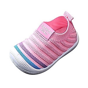 Lykmera Children Cute Knitted Walking Shoes Kids Boys Girls Non Slip Lightweight Toddler Walking Running School Shoes (Pink, 6-9Months)