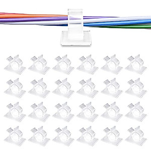 Viaky 30 Pcs Black Clips Self Adhesive Backed Nylon Wire Adjustable Cable Clips Adhesive Cable Management Drop Wire Holder for Maximum Diameter 0.5 Inch (12.5mm) Cables-Clear