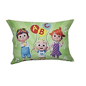 CoComelon 4 Piece Toddler Bedding Set - Includes Quilted Comforter, Fitted Sheet, Top Sheet, and Pillow Case - Letters and Music Design