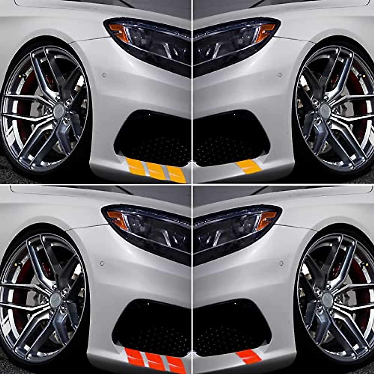 Kelenate® (Yellow) 6pcs Wheel Rim Stripe Reflective Stickers for Car Vinyl Reflective Safety Decoration Stripe Universal Rim Decals for Bumper Fender Accessories Compatible with GLE Class