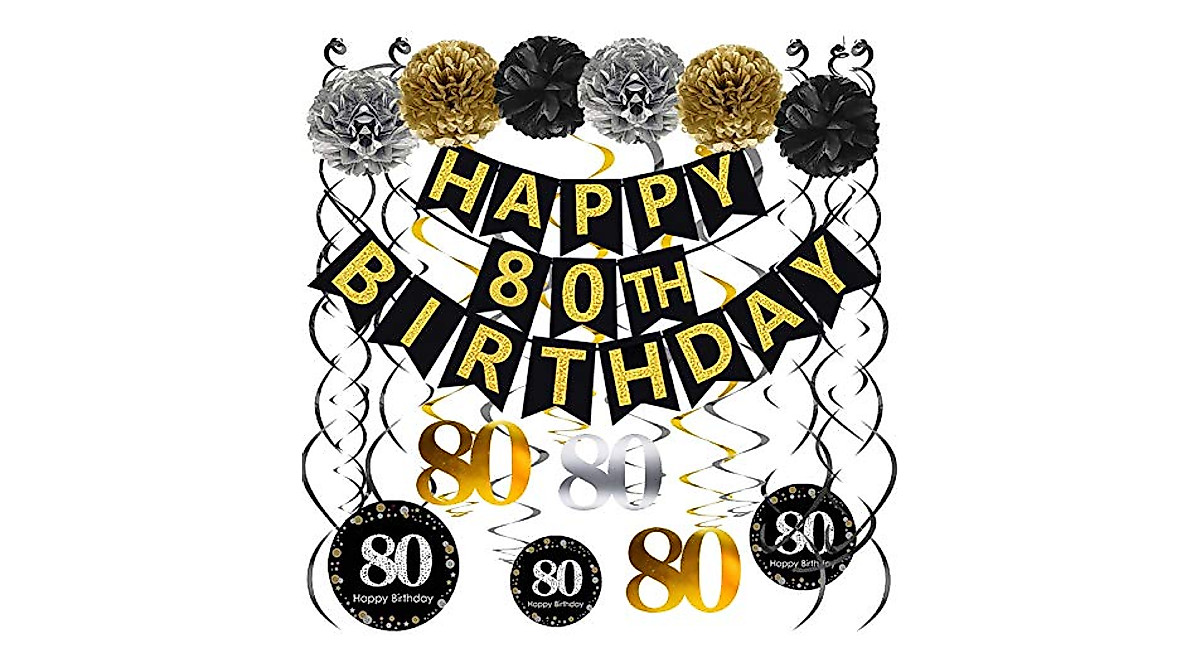 Elegant 80th Birthday Decorations Pack by Famoby | Celebrate in Style