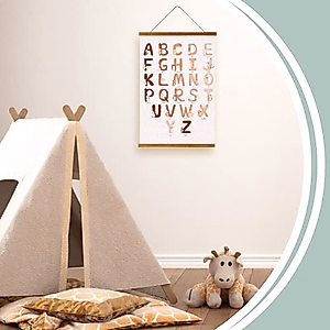 Canvas alphabet poster for toddlers - 16x20 kids abc wall decor on linen canvas with magnetic wood frame | Boho classroom decor or neutral nursery decor