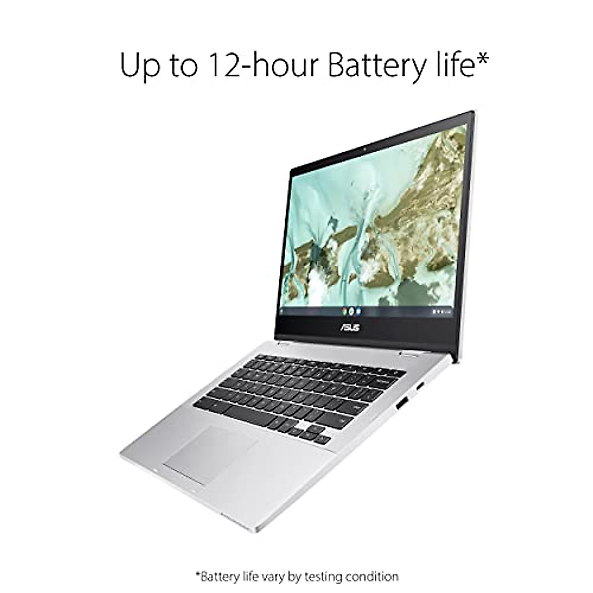 ASUS Chromebook CX1, 14" Full HD NanoEdge Display, Intel Celeron N3350 Processor, 64GB eMMC, 4GB RAM, Chrome OS, Transparent Silver, CX1400CNA-AS44FV