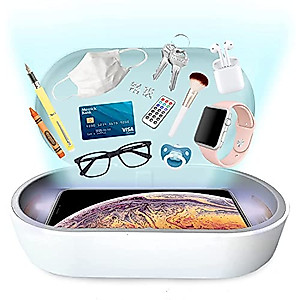 UV Phone Sanitizer and Charger by Johns Avenue. Fits Phone, Credit Cards, Keys, Cash. Cell Phone Sanitizer Can be Used in The Car on The Way Home - No Need to Bring Germs Home