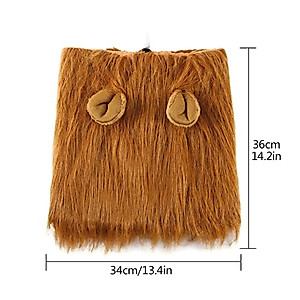 Dog Lion Mane Wig-Light Brown Adjustable Comfortable Funny Wig with Ears for Dog Costume Pet Fancy Hair Clothes Dress for Halloween and Christmas Party