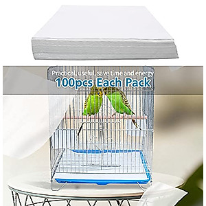 RUBY.Q Bird Cage Liner Papers, 100/200 Sheets Non-Woven Bird Cage Liners, Precut Absorbent Bird Cage Paper Liners Pet Animal Cages Cushion for Bird Parrot
