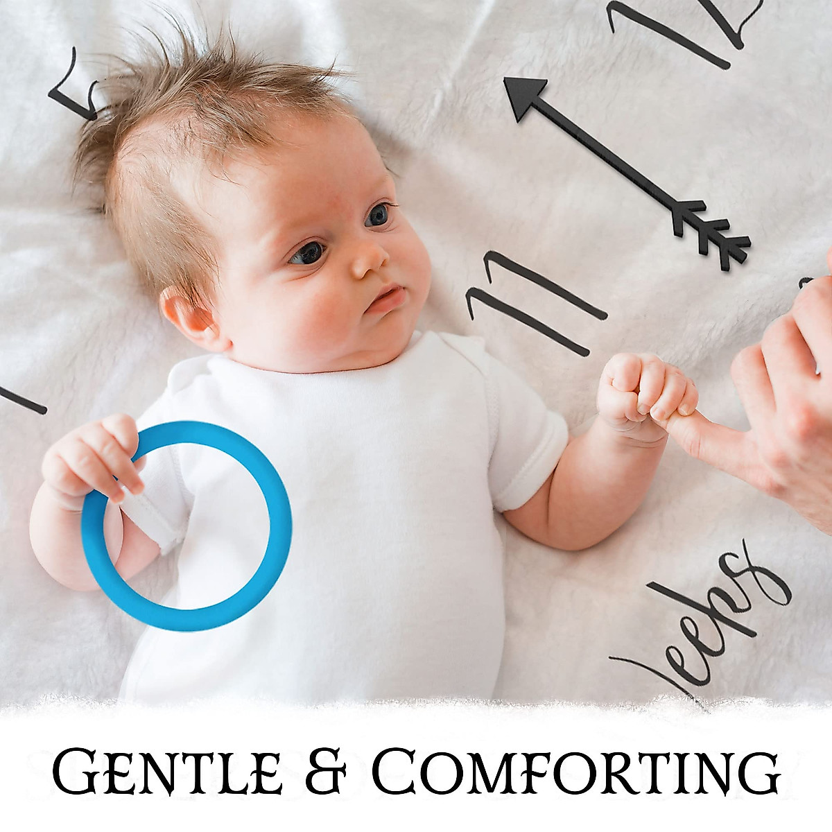 Swaddling Blankets Milestone Blanket with 2 Placement Markers , Gender Neutral Baby Monthly Growth Chart (60inchx40inch)