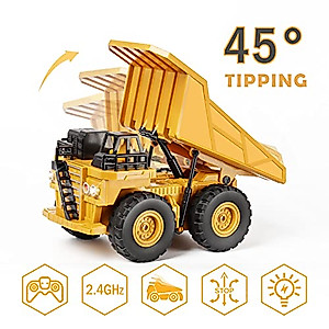 Funbud Remote Control Dump Truck for Boys Ages 6-12, RC Construction Vehicle Engineering Toys, Birthday Ideas for 7 8 9 10 11 Year Old Kids
