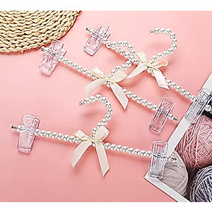 WellieSTR White Faux Pearl Bow Pants Hangers with Clips 10 Pack, Pants Hanger, Jeans/Skirt Hanger, Clip Hanger for Pant, Skirts, Slacks, Bottoms Hangers